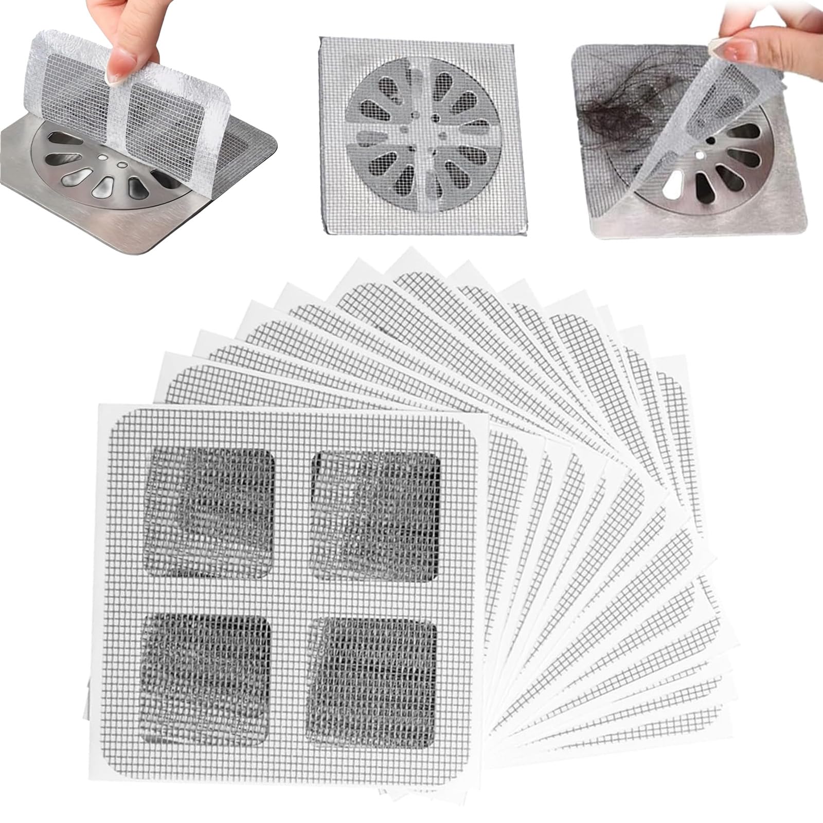 25PCS Shower Drain Hair Catcher, Bath Shower Drain Screen, Shower Drain Mesh Stickers, Disposable Mesh Sticker Catcher for Bathroom, Kitchen, Sink Sewer for Human and pet Hair
