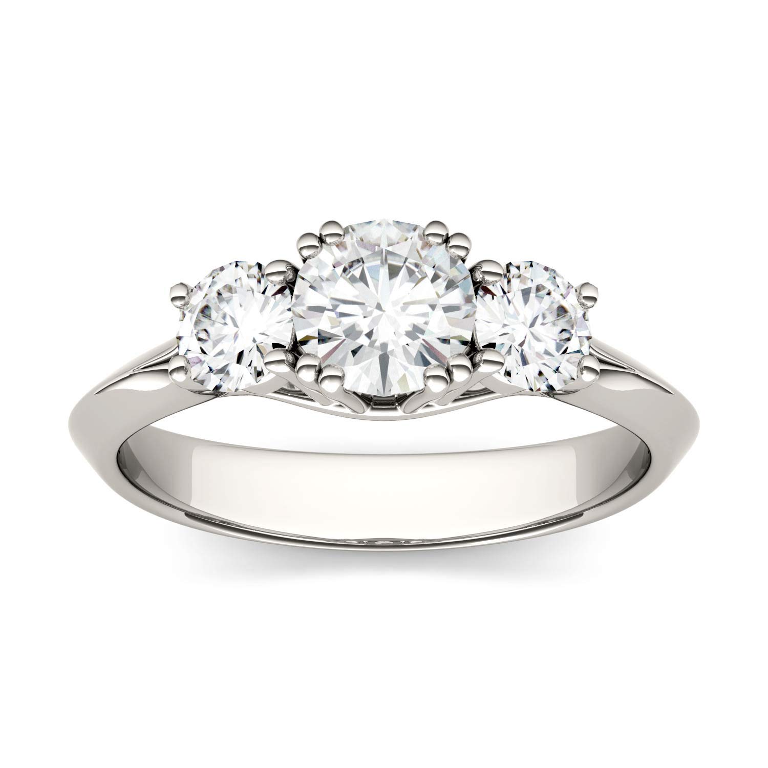 14K White Gold Moissanite by Charles & Colvard 5.5mm Round Engagement Ring-size 8 1.06cttw DEW