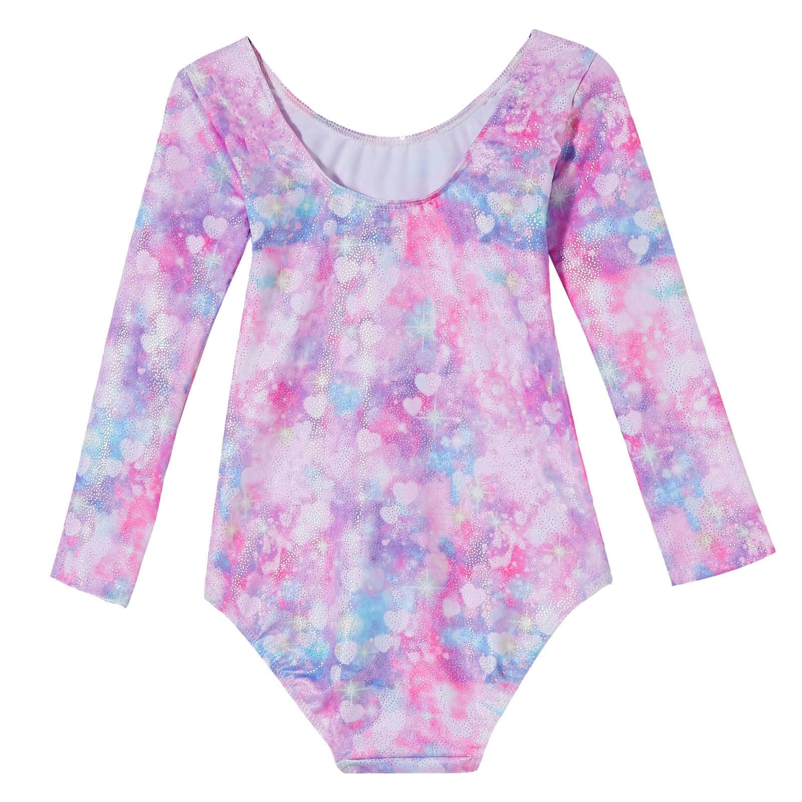 Domusgo Toddlers Girls Gymnastics Leotards Size 2t 3t Long Sleeve Sparkly Rainbow Love Heart Outfits