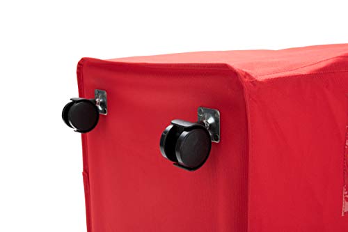 Mind Reader 65 Liter Rolling Laundry Hamper, Fabric Laundry Basket, Dirty Clothes Storage, Bathroom, Bedroom, Closet, Laundry Room, Red