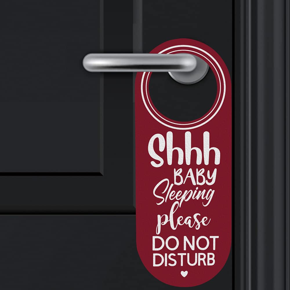 FOUR ORANGUTANS Baby Sleeping Sign - Do Not Knock or Ring - Plastic Door Knob Hanger Sign, Double Sided, Ideal for Any Kind of Door Knob