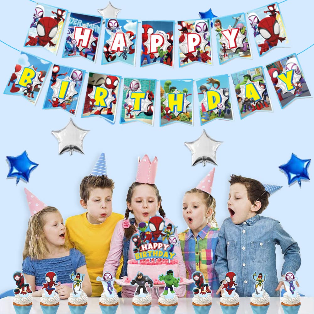 25Pcs Spider Friends Party Cake Decorations, Spider Birthday Cupcake Toppers for Spider Party Supplies