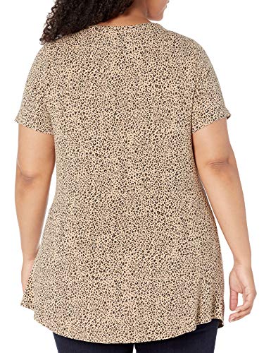 Amazon Essentials Women's Relaxed-Fit Short-Sleeve V-Neck Tunic (Available in Plus Size), Leopard, 3X