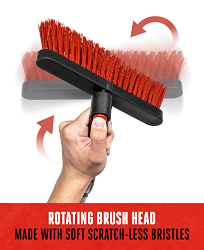 Motor Trend 39" Extendable Snow Brush with Built-in Car Ice Scraper – Ergonomic 2-in-1 Snow Scraper for Car with Rotating Head, Durable Aluminium Windshield Scraper for Ice and Snow