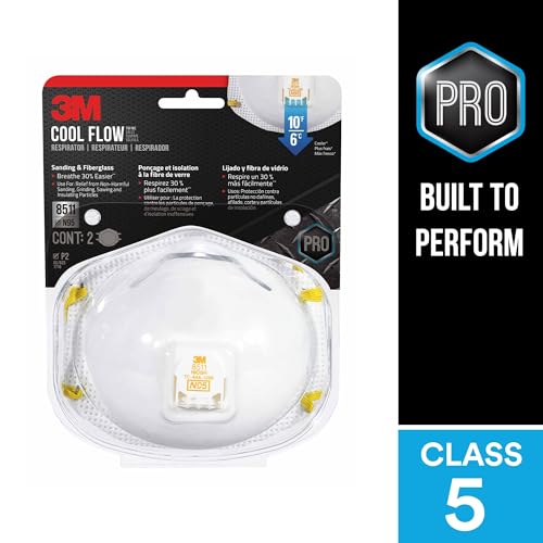 3M All-In-One Respirator, Best for Sanding, Fiberglass, Drywall, Painting, N95, Exhalation Valve Helps Direct Exhaled Air Downward, Relief From Dusts And Certain Particles, 10-Pack