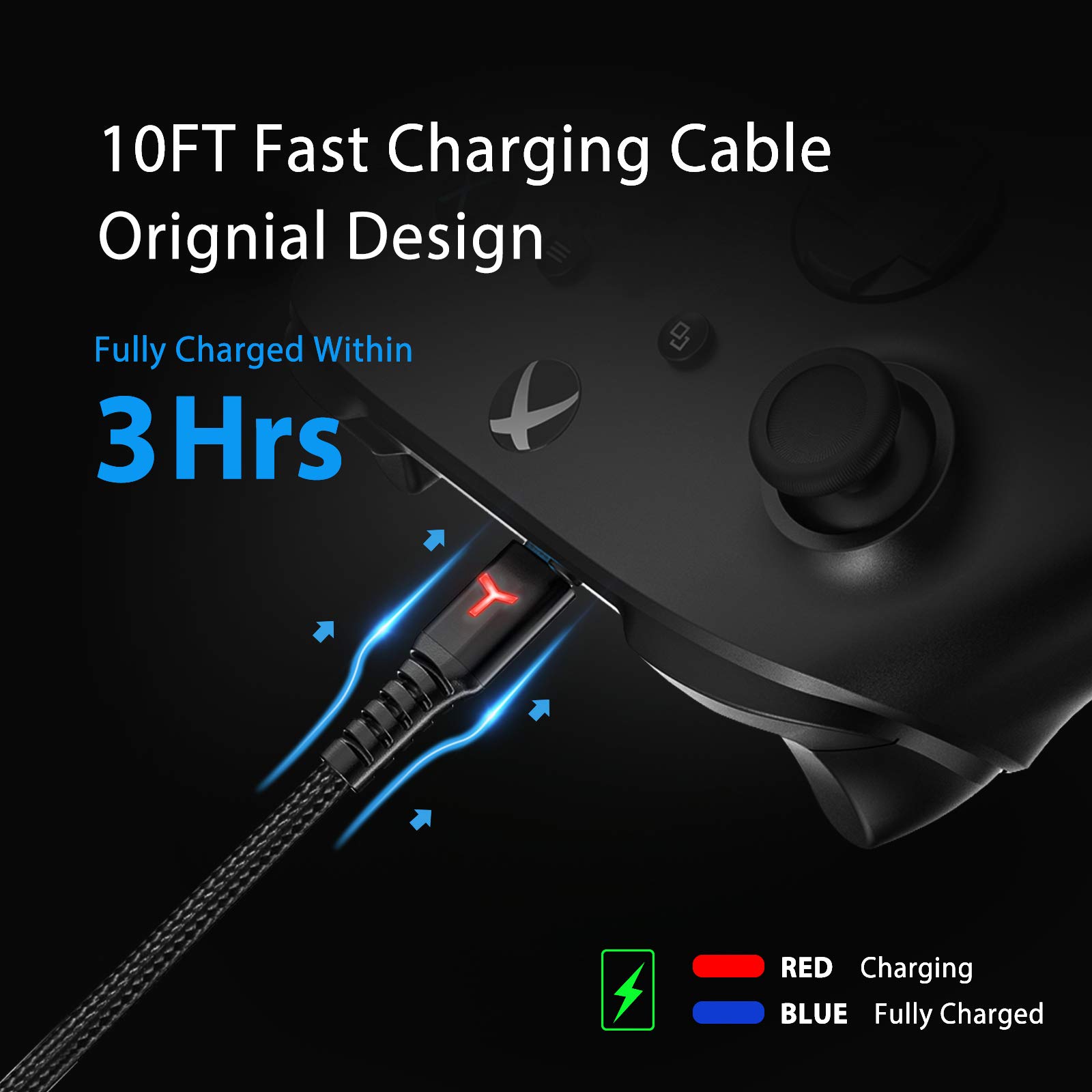 4x1400mAh Rechargeable Battery Pack with Charging Station & USB C Cable, 2 Pack 10FT Xbox Series X S Controller Charger Charging Cable for Xbox Series X S