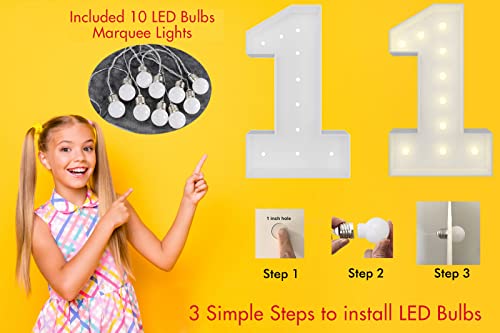 3FT Marquee Light Up Numbers Pre-Cut Frame Giant Marquee Numbers 1, Mosaic Numbers for Balloons, First 1st 21st Birthday Anniversary Decorations Party Decor