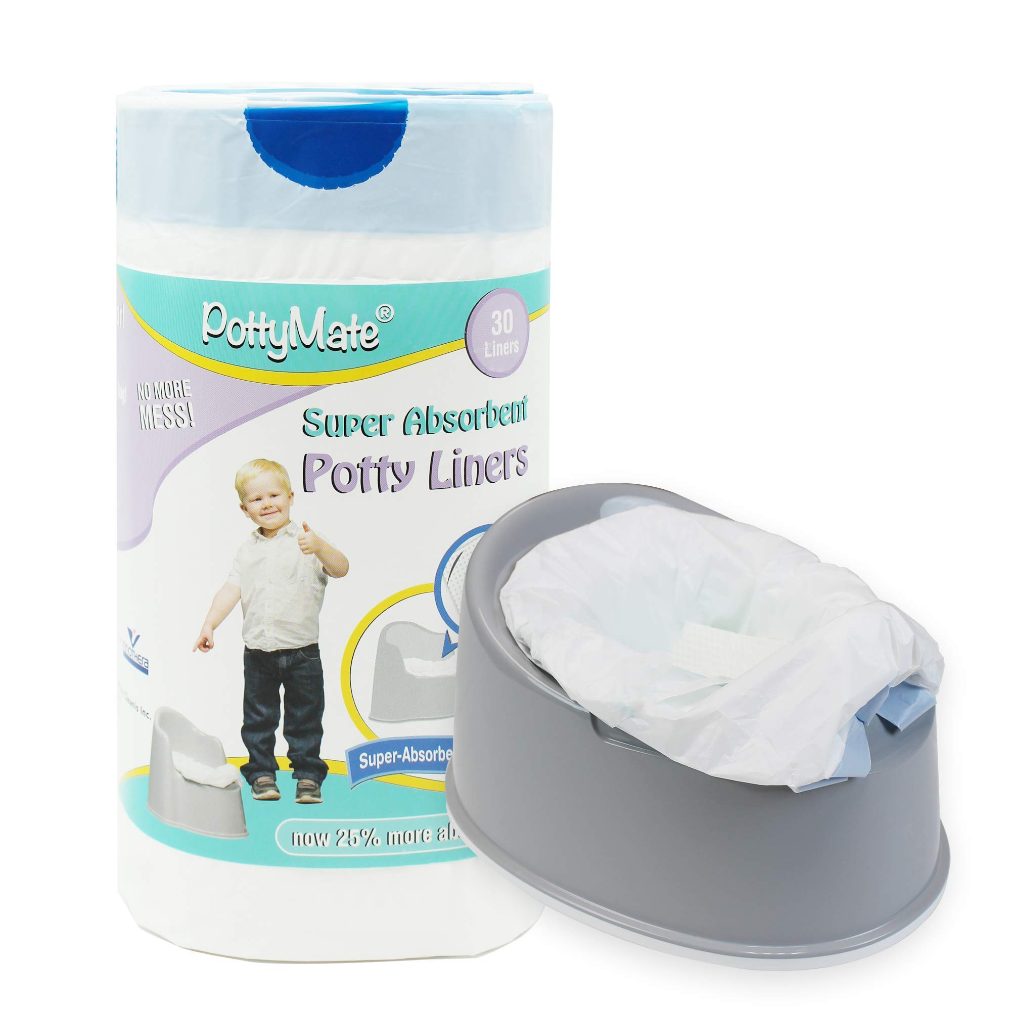 Disposable Potty Liners Pack of 30 Liners - Never Clean A Potty Again - PottyMate Liners with Super Absorbent Pad - Fits Any Standard or Travel Potty - by Cleanis