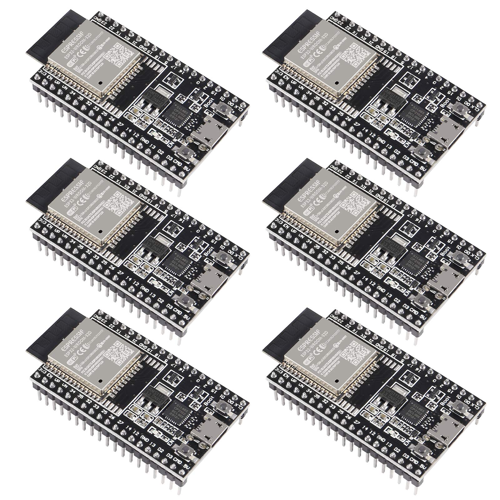 Dorhea 6PCS ESP32-DevKitC Core Board ESP32 Development Board ESP32-WROOM-32D Wireless WiFi Development Board Amplifier Filter Module