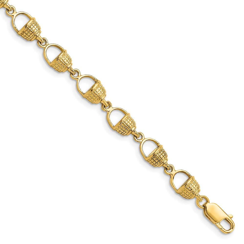 14k Yellow Gold Nantucket Basket Bracelet Fine Jewelry For Women Gifts For Her, 7.25"