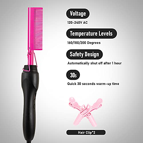 Electric Hot Comb for Wigs, Straightening Comb, Plug-In Hair Straightener for Black Hair
