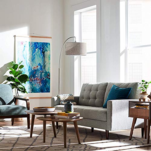 Amazon Brand – Rivet Modern Arc Standing Floor Lamp with Grey Fabric Shade, Bulb Included, 69"H, Steel