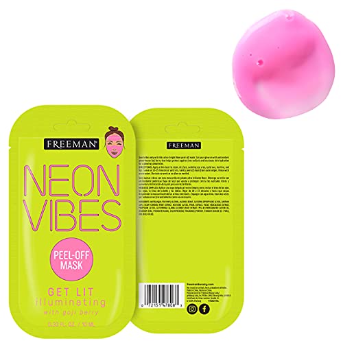 Freeman Beauty Everyday and Neon Vibes Facial Mask Variey Pack with Silicone Brush Applicators, Blue, Lavender, 17 Count