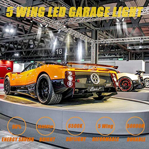 150W LED Garage Light - 15000LM Five-leaf Garage Ceiling Light Fixtures,LED Garage Lighting Garage Light Bulb,Adjustable Multi-Position Panels for Garage, Workshop,Warehouse, Barn(1*Socket Included)