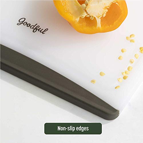 Goodful Cutting Board (3 Piece Set)- Non-Slip Edges, Easy Grip Handles, Made without BPA, Non-Porous, Dishwasher Safe, Multiple Sizes, Charcoal Gray