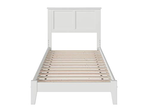 Atlantic Furniture AR8611002 Madison Platform Bed with Open Foot Board, Twin XL, White