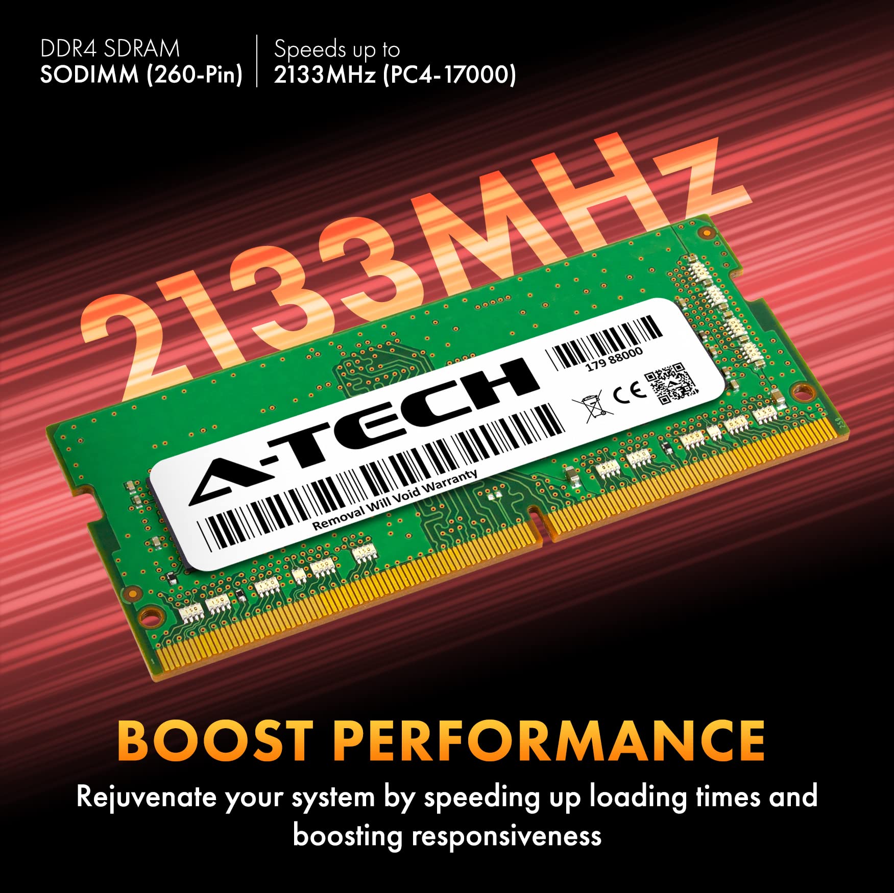 A-Tech 16GB (2x8GB) DDR4 2133 MHz SODIMM PC4-17000 (PC4-2133P) CL15 Non-ECC Laptop RAM Memory Modules