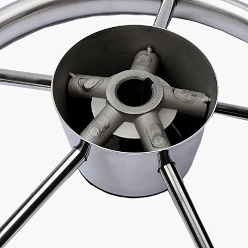 13-1/2“ Boat Steering Wheel Stainless Steel 5 Spoke Destroyer Style Steering Wheel with Knurling for Marine Yacht Boat