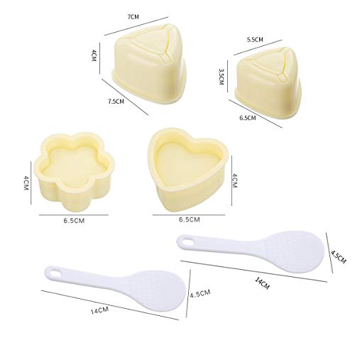Triangle Sushi Mold,Heart-shaped Sushi Mold, Plum Blossom Sushi Mold Form Sushi Mold Onigiri Rice Mold DIY Tool, Yellow(6pcs)