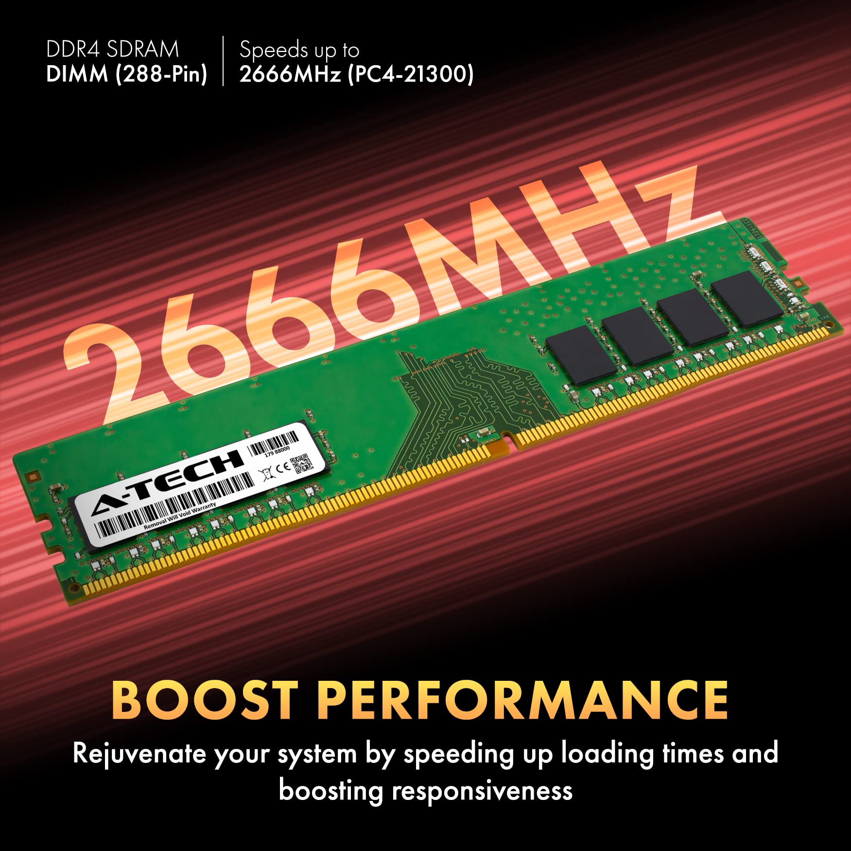 A-Tech 32GB (2x16GB) DDR4 2666 MHz UDIMM PC4-21300 (PC4-2666V) CL19 DIMM Non-ECC Desktop RAM Memory Modules