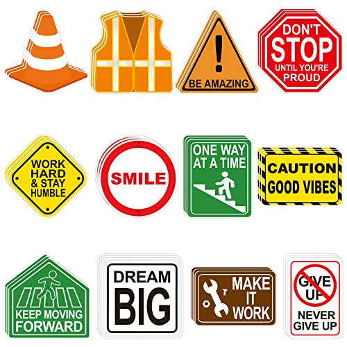 42 Pcs Construction Bulletin Board Set Under Construction Positive Sayings Accents Cutouts Signs for Classroom Learning Zone Kid's Room Decor