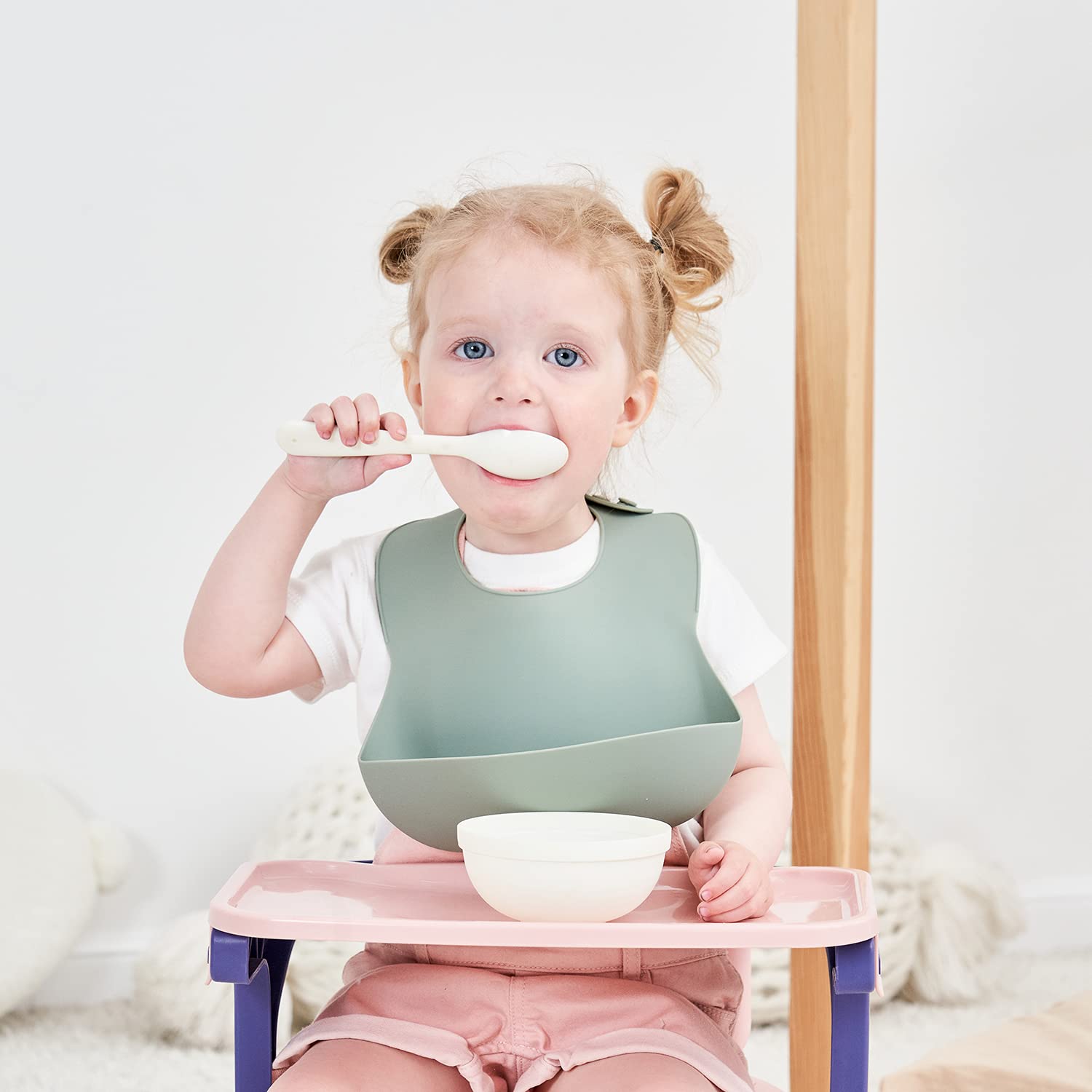 Justbeen Silicone Baby Bibs Set of 2 BPA Free Waterproof Soft Durable Adjustable Bib Easily wipe clean with Food Catcher for Babies & Toddlers(6-72 Months)