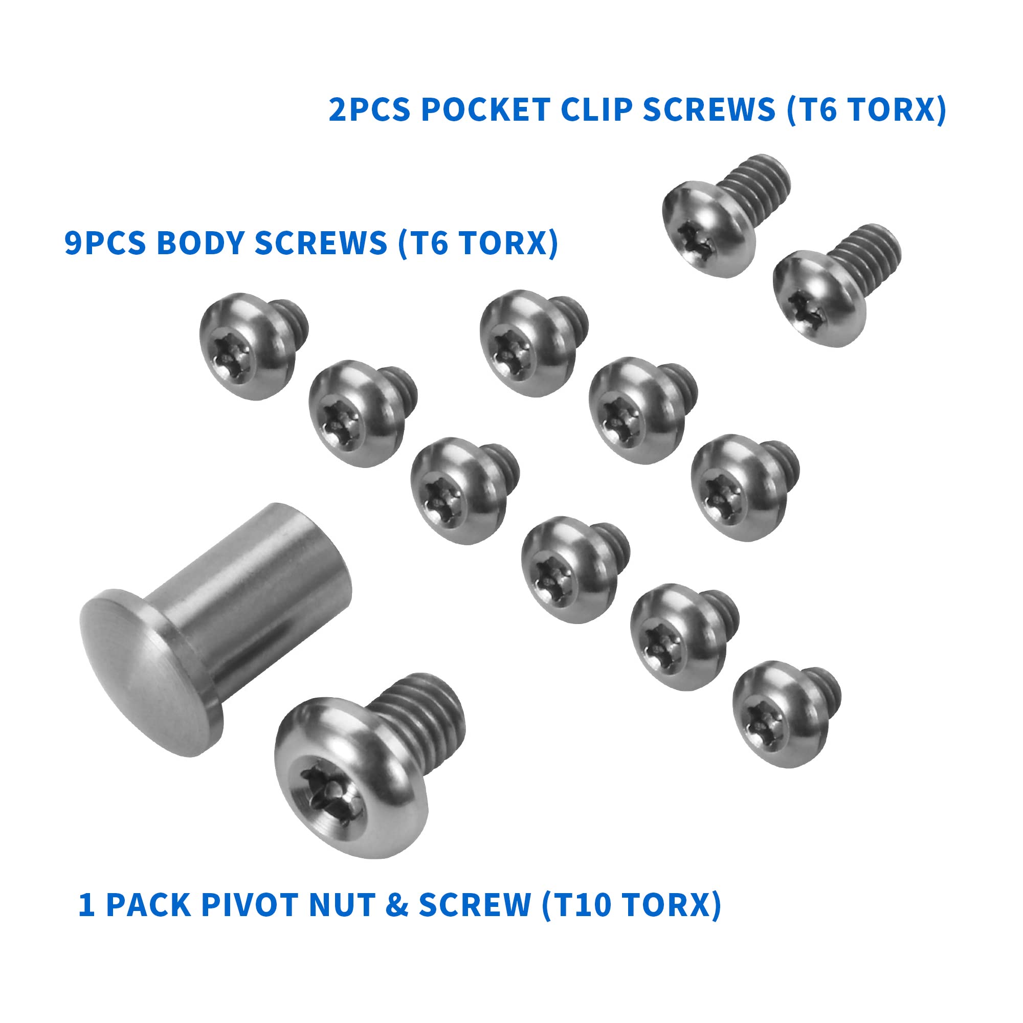13-Piece Titanium Screw for Benchmade 535 Bugout, Mini Bugout 533 and Bailout 537, Complete Hardware Set Includes Pivot, Handle and Pocket Clip Screws, Titanium Primary Color