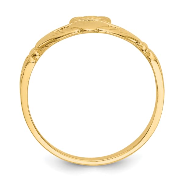 14K Yellow Gold Irish Heart Love Claddagh Ring Size 3