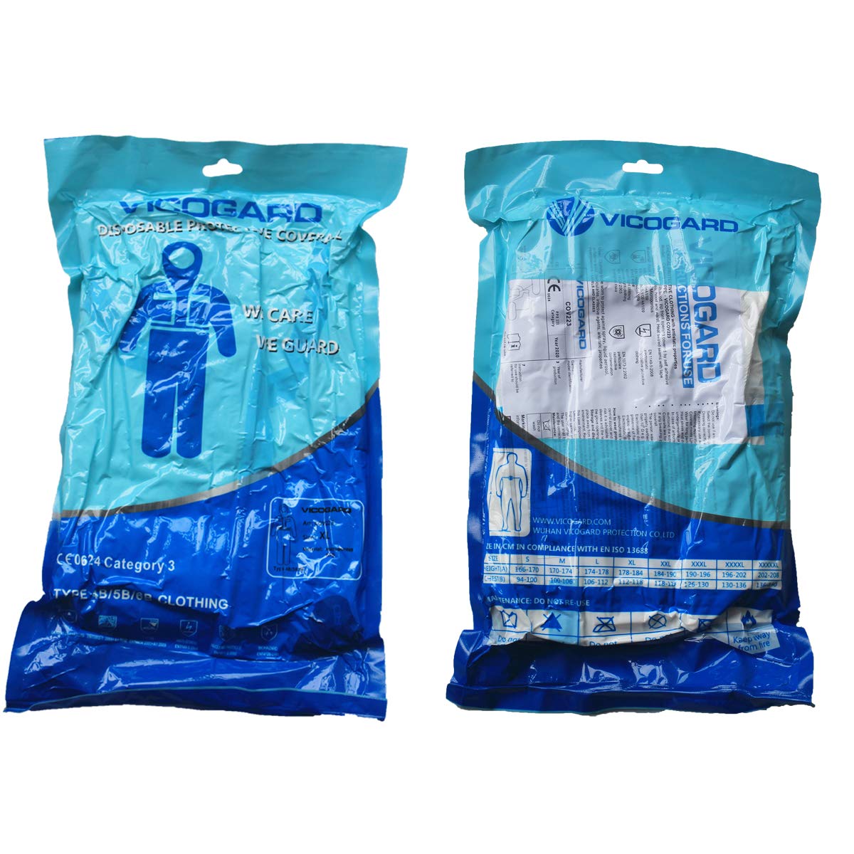Vicogard Disposable Coverall,Safety Protective Coveralls Full Body Protective from Hazmat and Contamination,Sealed Seams with Tape,Front Zipper Elastic Cuffs & Ankles Isolation Suit with Hood