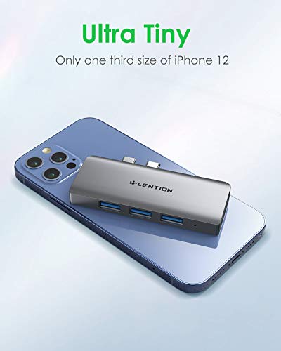 LENTION 6 in 1 USB C Hub with 1 USB C (100W PD/40Gbps Data/5k Video Output), 3 USB 3.0 & SD/Micro SD Card Reader Compatible 2016-2023 MacBook Pro 13/15/16, Mac Air(CB-CS62, Space Gray)