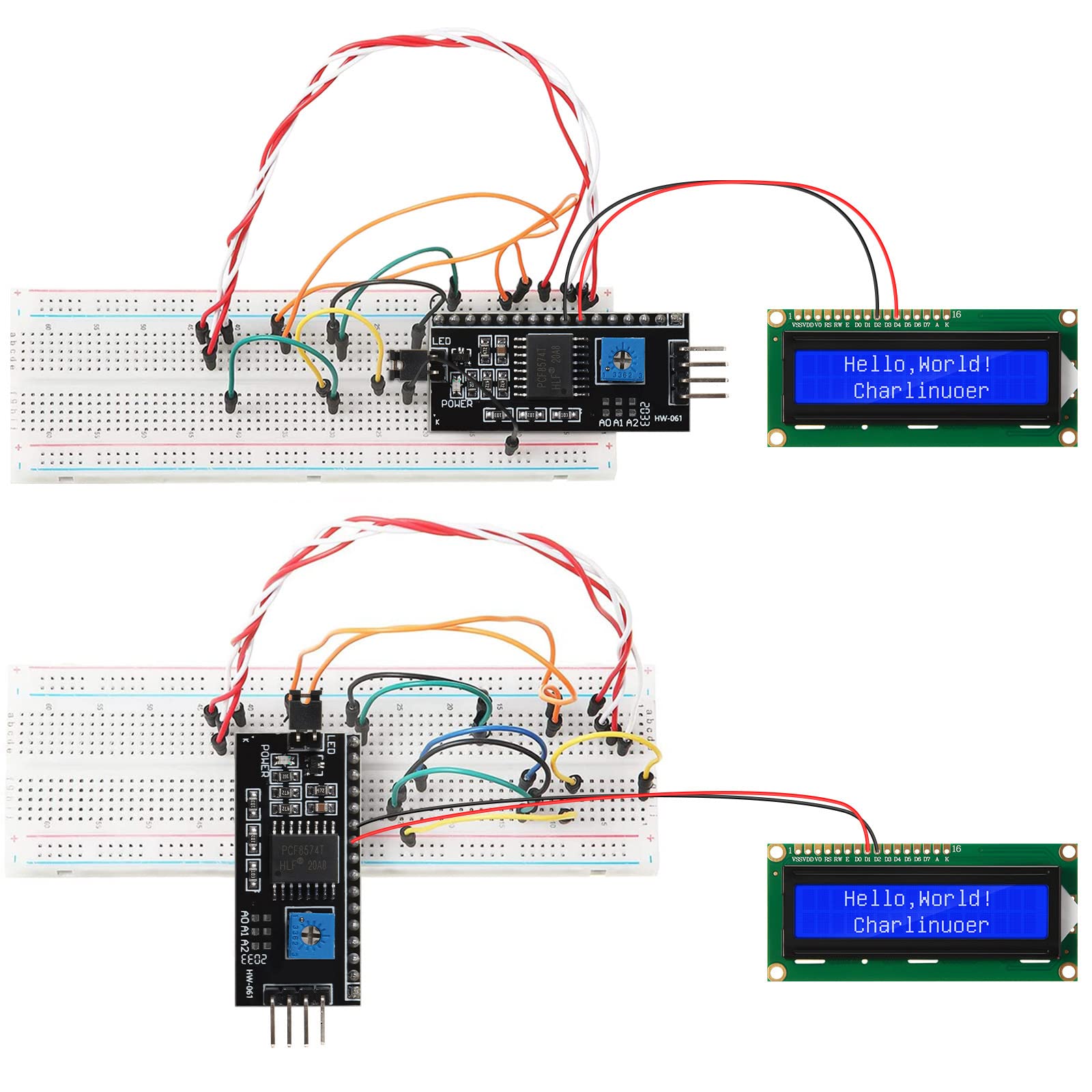 Frienda 4 Pieces IIC/ I2C/ TWI LCD 1602 16x2 Serial Interface Adapter and 16x2 1602 LCD Module Display Blue Backlight Compatible with Arduino R3 MEGA2560 (Blue)