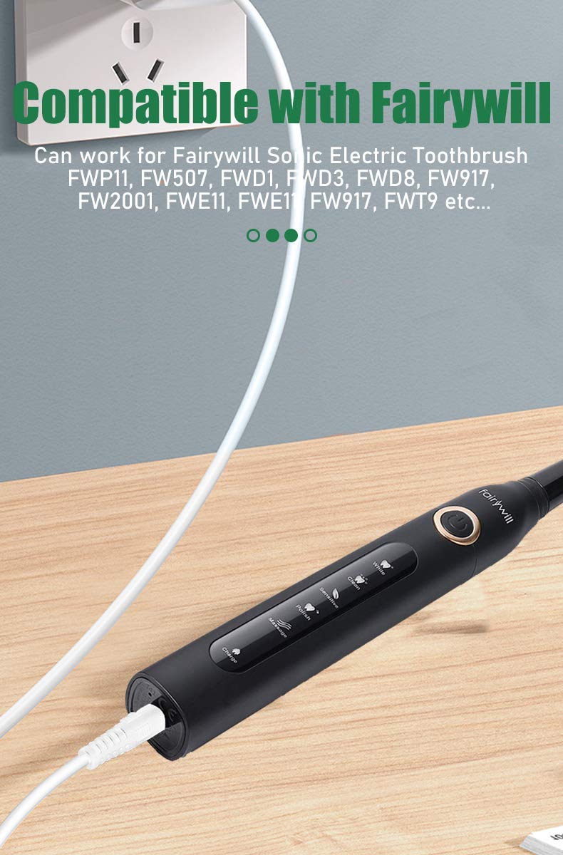 Czepa Charger for Fairywill Sonic Electric Toothbrush, Sonic Electric Toothbrush FOREO Luna Power Cord(2 Park)