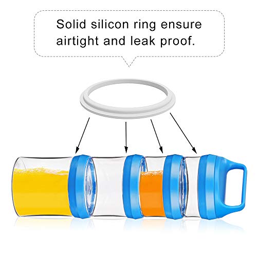 Dolibest stackable snack containers, Twist Lock Stackable Snack Jars, Stackable Containers Set for Storing Milk, Protein Powder, Snacks, Nuts, BPA Free, 4-Piece (Blue, 31oz)