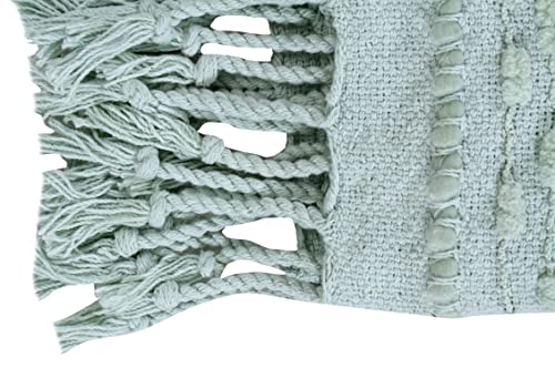 ACCENTHOME Cotton Throw Blanket with Tufted Decorative Design | 50''X60'' Cozy Chenille Knit Lightweight Boho Chic Blankets | Sage Soft Fringe Tassel Blankets for Couch, Bedroom, Living Room Sofa