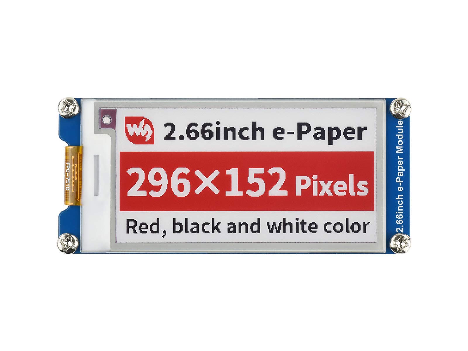 Waveshare 2.66inch E-Paper E-Ink Display Module Compatible with Raspberry Pi 4B/3B+/3B/2B/B+/A+/Zero/Zero W/WH/Zero 2W Series Boards 296×152 Pixels Red/Black/White Three-Color SPI Interface