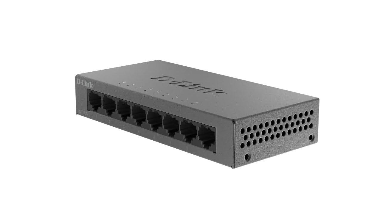 D-Link Ethernet Switch, 8 Port Gigabit Unmanaged Desktop Plug and Play Sturdy Metal Housing Fanless Design EEE Brown Box (DGS-108GL)