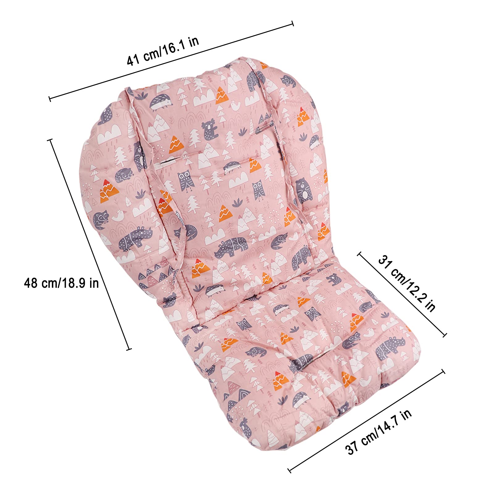 Longwuny High Chair Cushion, High Chair Cover Padhigh Chair Pad Cover, Soft and Comfortable, Light and Breathable, Make The Baby Sit More Comfortable (Pink Forest Animal Pattern)