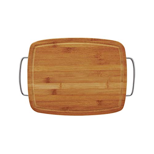 Farberware Cutting Board with Metal Handles, 11x14-inch, Bamboo