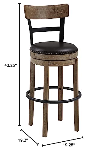 Ball & Cast Swivel Pub Height Barstool 29 Inch Seat Height Light Brown Set of 1