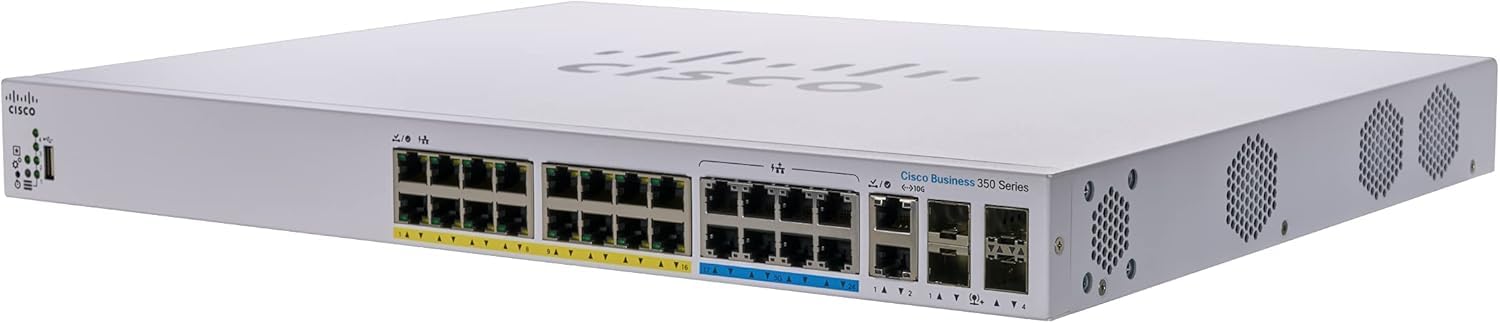 CISCO DESIGNED Business CBS350-24NGP-4X Managed Switch | 8 Port 5GE | 16 Port GE | PoE | 2x10G Combo | 2x10G SFP+ | Limited Lifetime Hardware Warranty (CBS350-24NGP-4X-NA)