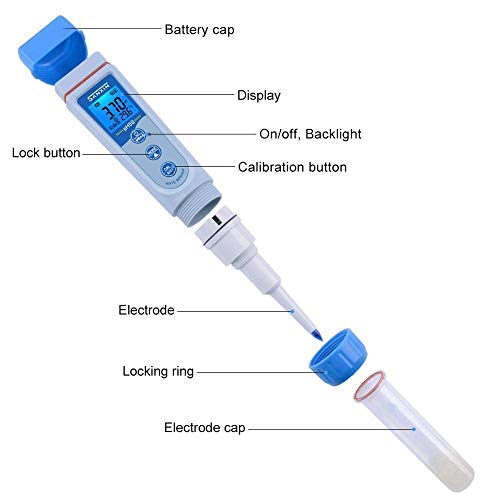 Y-LKUN Water Quality Meter PH5S Ph Meter Range: -2.00~16.00 PH Value Waterproof Pen Type Digital Food PH Tester for Cheese and Fruit Measuring Tool Moisture Meter