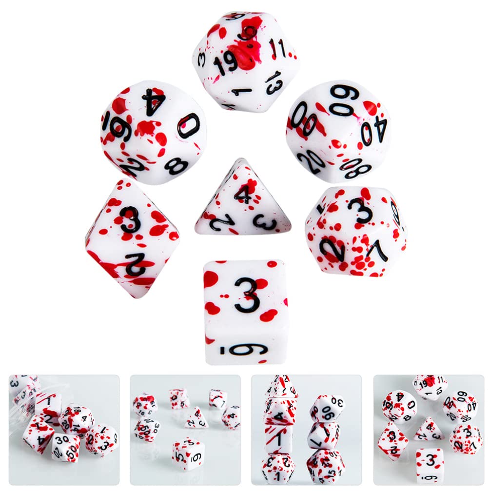 ABOOFAN 14Pcs Blood Splatter Dice Polyhedral Dice Set Bloodstained Acrylic Gaming Dices RPG Games Dices for Tabletop Role Playing Dice Games
