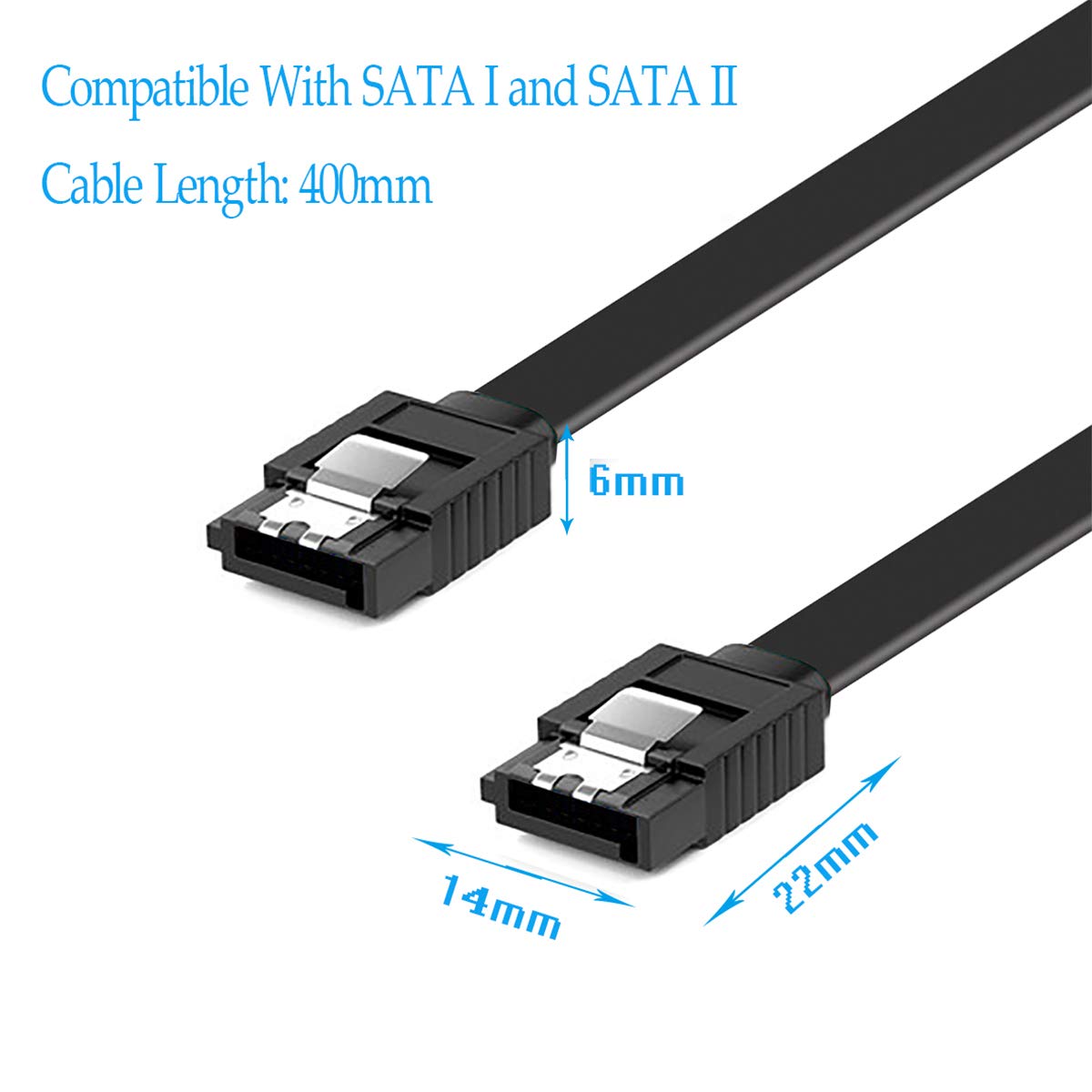 DaFuRui 12-Pack SATA III Cable，SATA III 6.0 Gbps Data Cable Straight Black with Locking Latch 16 Inches SATA Cable Pack for HDD、SSD、CD and DVD Drives