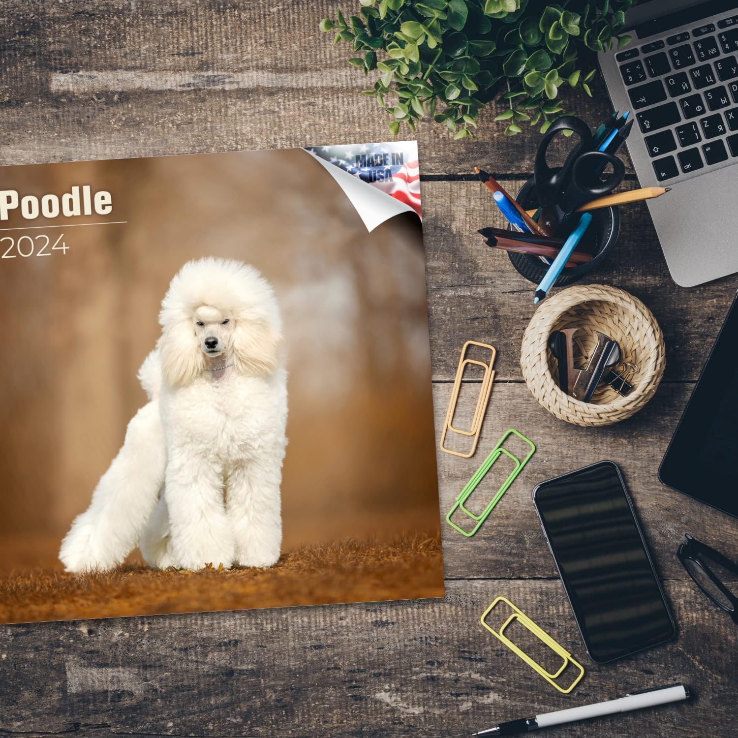 2023 2024 Poodle Calendar - Dog Breed Monthly Wall Calendar - 12 x 24 Open - Thick No-Bleed Paper - Giftable - Academic Teacher's Planner Calendar Organizing & Planning - Made in USA