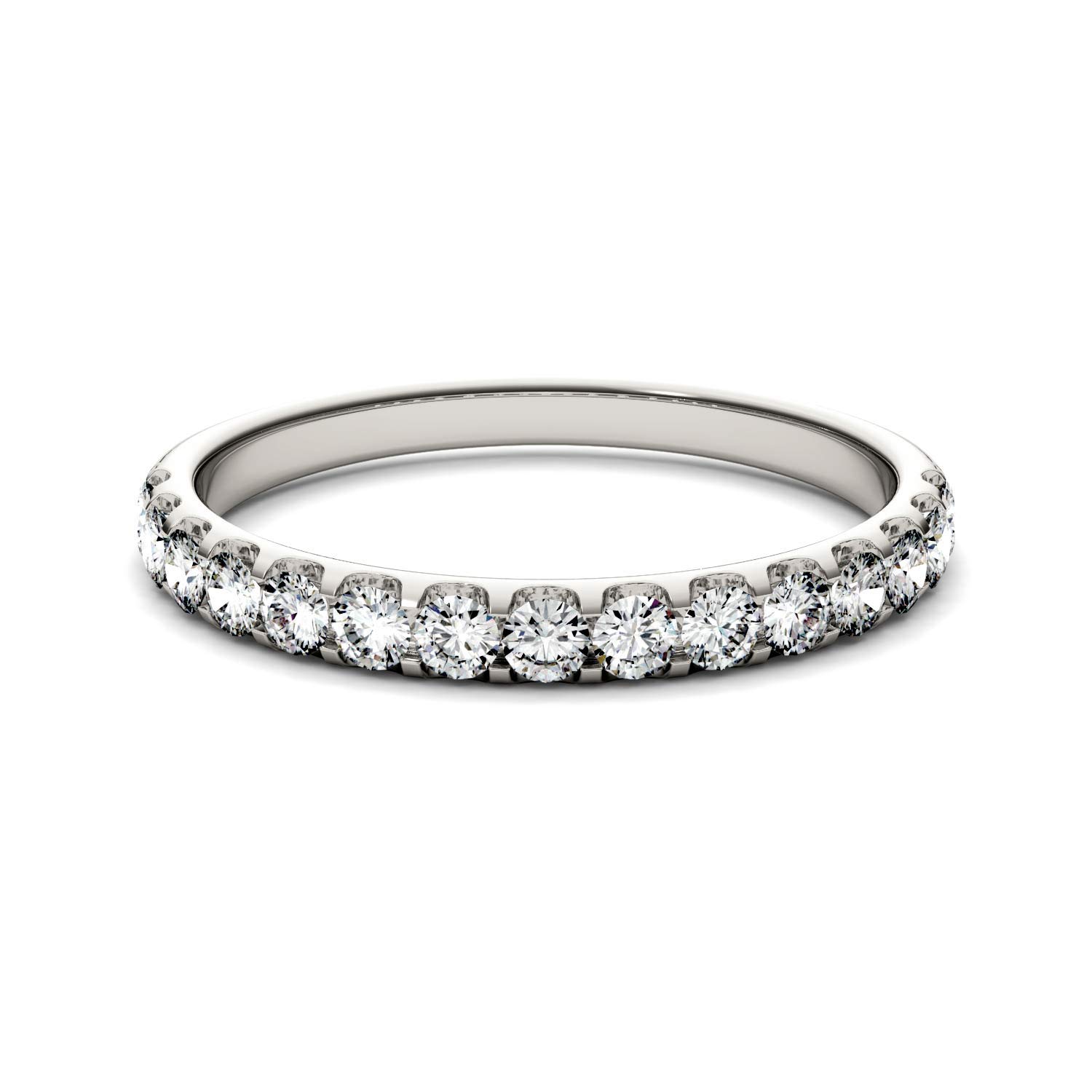 14K White Gold Moissanite by Charles & Colvard 2mm Round Wedding Band-size 6 0.45cttw DEW by Charles & Colvard