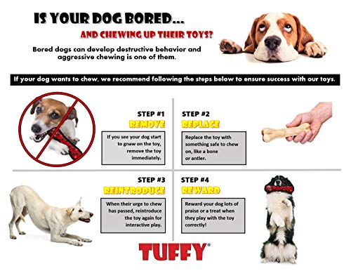 TUFFY - World's Tuffest Soft Dog Toy - Junior 3 Way Tug - Squeakers - Multiple Layers. Made Durable, Strong & Tough. Interactive Play (Tug,Toss & Fetch). Machine Washable & Floats (Combo 2 Pack)