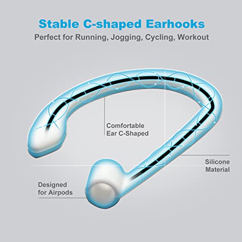 Acediar 2 Pairs Ear Hooks Fits for AirPods 1, 2, Ear Hooks Durable Silicone Anti-Slip Perfect for Running, Jogging, Cycling, Workout (White)
