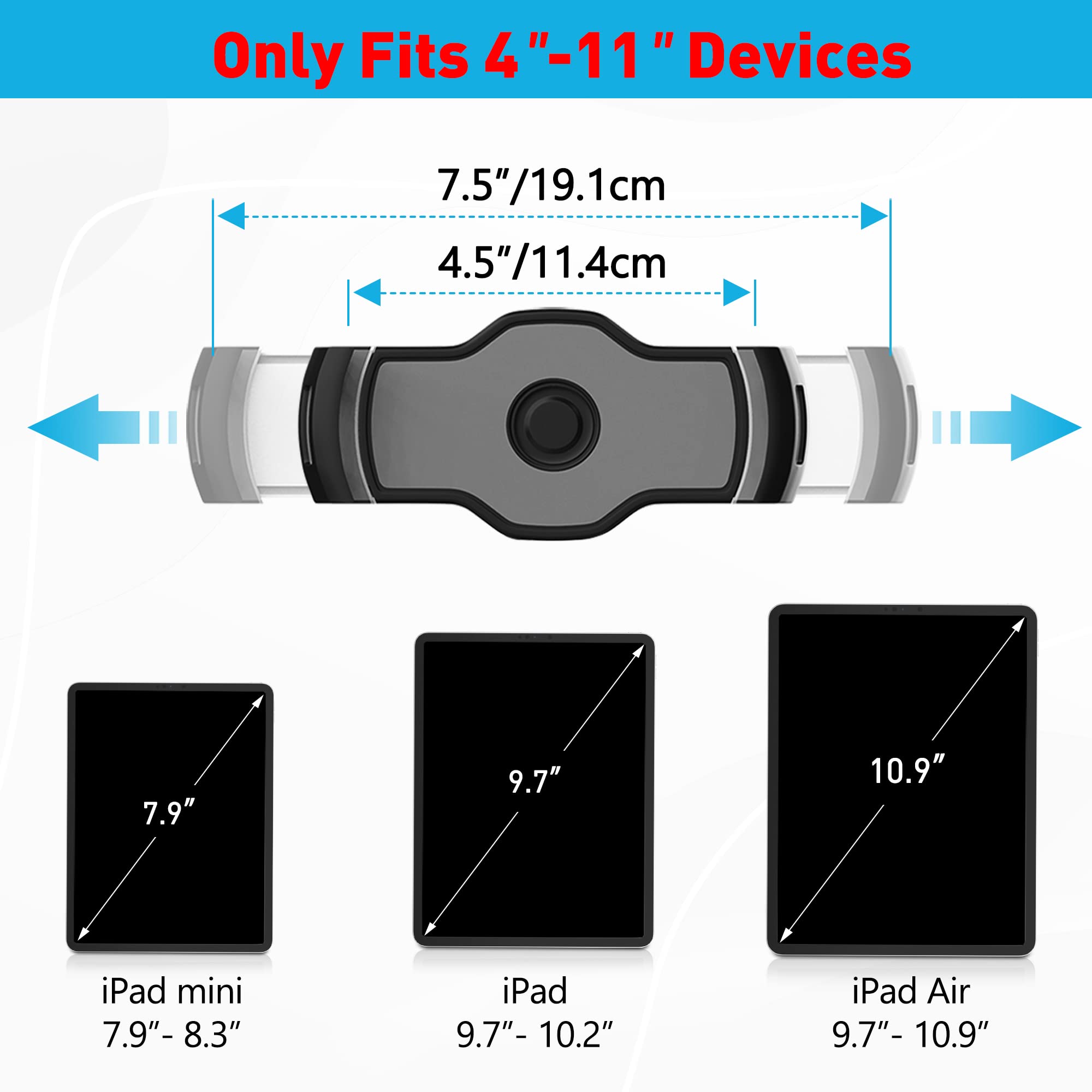 AboveTEK Tablet Stand, Multi-Angle Adjustable iPad Stand Holder, 360° Swivel iPad Stand Aluminum Desk Mount Fits 4”-11"(Diagonal) iPad/Mini/Air/Pro for Business Kiosk Office – Black