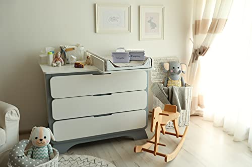 Modern Designs Pro Embroidered Diaper and Wipes Caddy - Grey Diaper and Wipes Storage Baskets for Nursery - Changing Table Organizer
