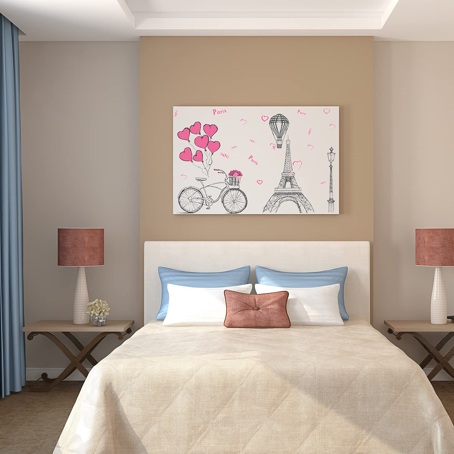 CIWEI Paris Wall Stickers- Eiffel Tower Wall Decal- Paris Wall Decor for Girl Bedroom Living Room Paris Themed Party Decoration 23.6 × 35.4 Inch